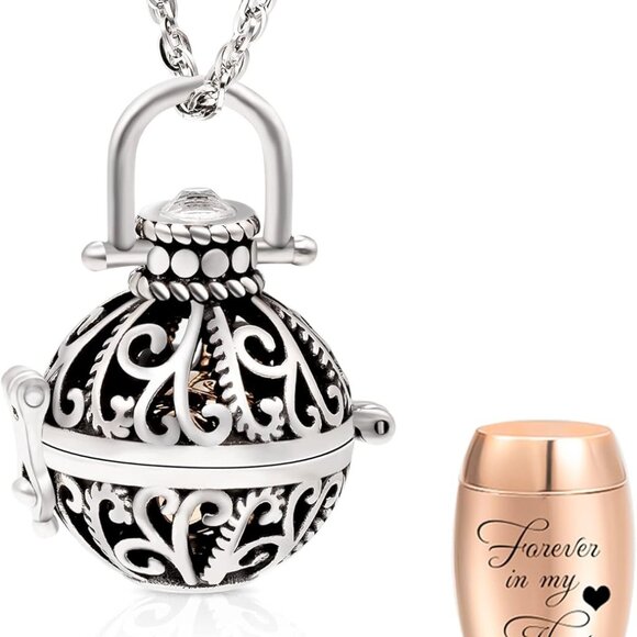Jewelry | Vintage Hollow Flower Memorial Necklace Stainless Steel ...